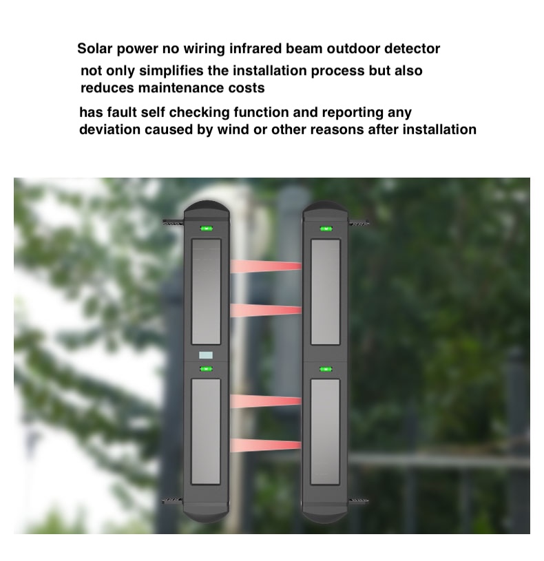 Solar-powered 4-beams active wireless infrared light wall Self install ...